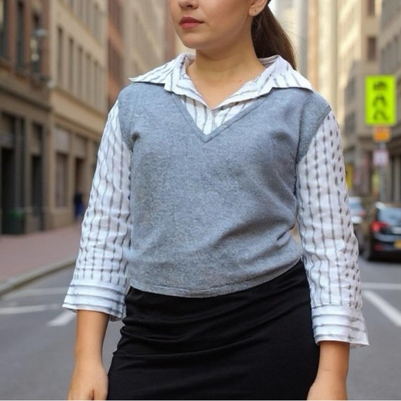 Fred David | Tops | Fred David Gray Sliver Striped Vest | Poshmark